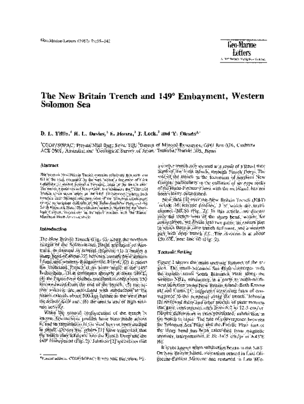(PDF) The New Britain trench and 149° embayment, Western Solomon Sea