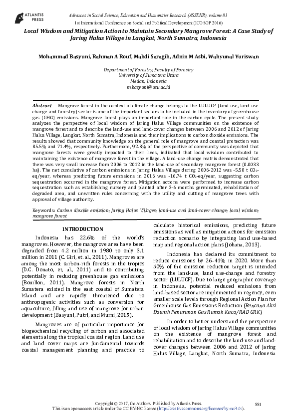 (PDF) Local Wisdom and Mitigation Action to Maintain Secondary Mangrove ...