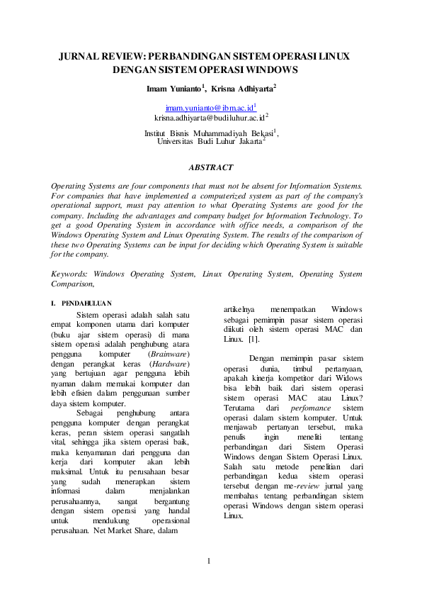 (PDF) Jurnal Review: Perbandingan Sistem Operasi Linux Dengan Sistem ...