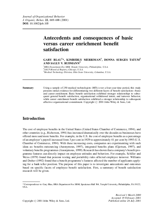 (PDF) Antecedents and consequences of basic versus career enrichment ...