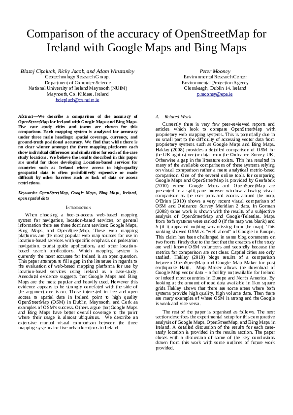 (PDF) Comparison of the accuracy of OpenStreetMap for Ireland with ...