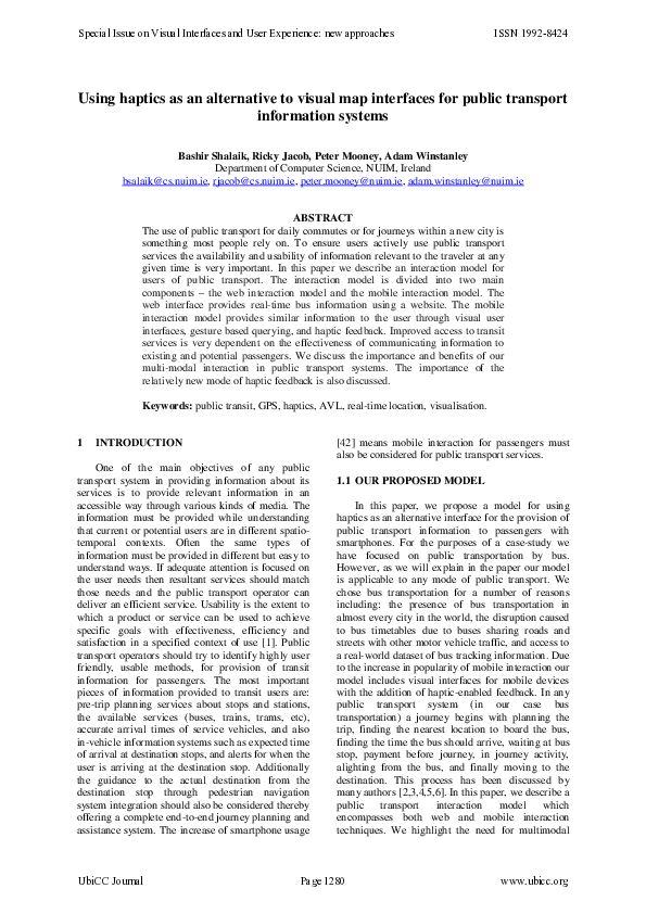 (PDF) Using haptics as an alternative to visual map interfaces for public transport information ...