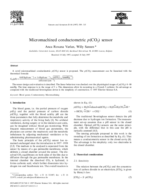 (PDF) Micromachined conductometric p(CO2) sensor