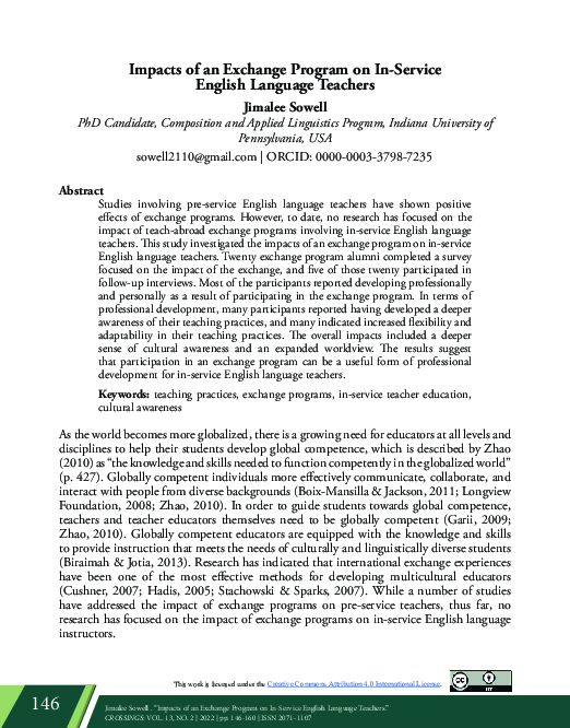 (PDF) Impacts of an Exchange Program on In-Service English Language ...