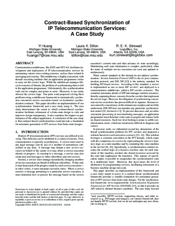 (PDF) Contract-Based Synchronization for IP Services