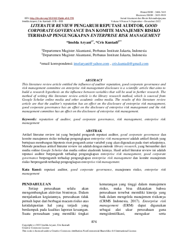 (PDF) Literatur Review Pengaruh Reputasi Auditor, Good Corporate ...