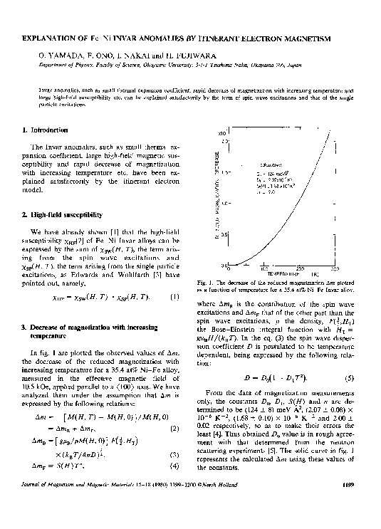(PDF) Explanation of Fe-Ni invar anomalies by itinerant electron magnetism