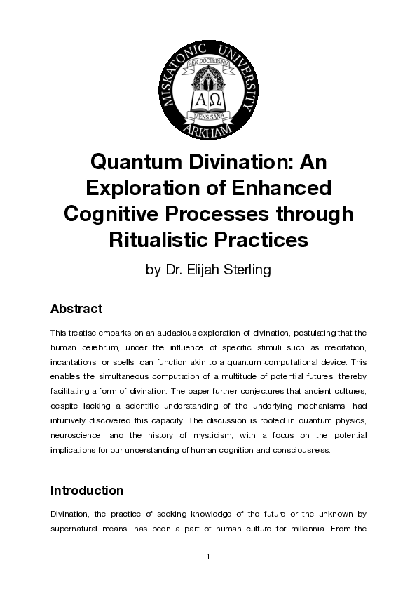 (PDF) Quantum Divination: An Exploration of Enhanced Cognitive ...