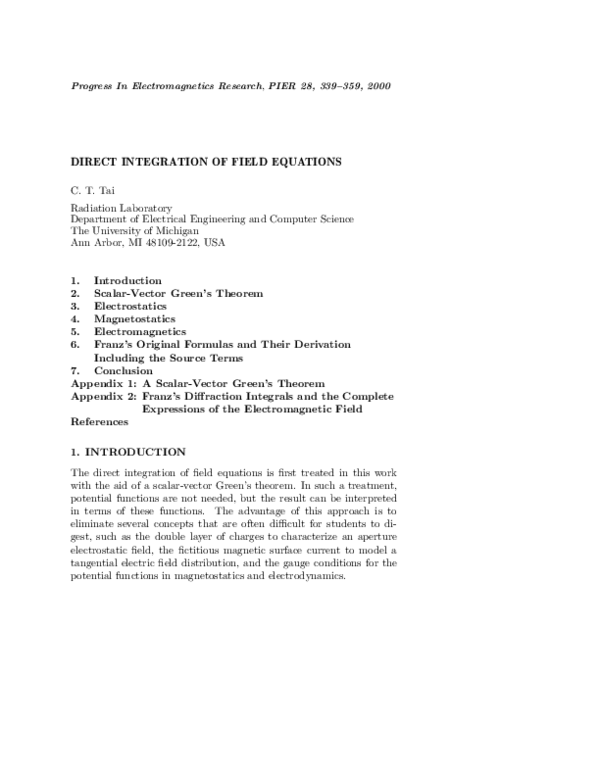 (PDF) Direct Integration of Field Equations