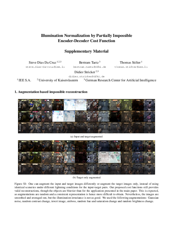 Pdf Illumination Normalization By Partially Impossible Encoder Decoder Cost Function
