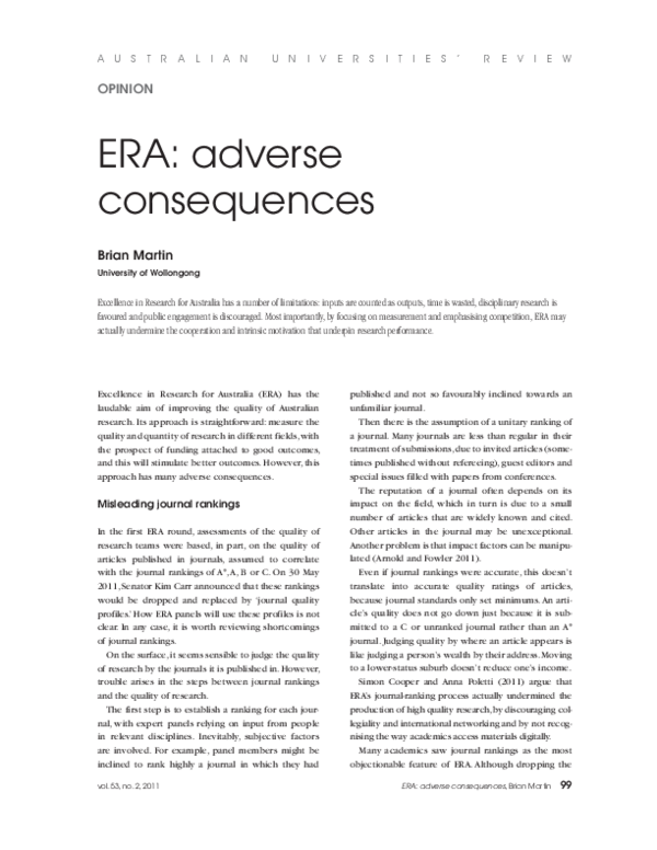 (PDF) ERA: adverse consequences