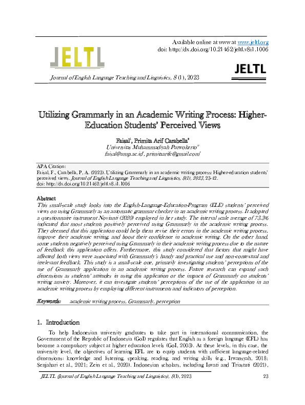(PDF) Utilizing Grammarly in an Academic Writing Process: Higher ...
