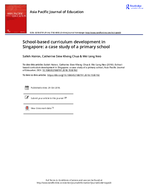 (PDF) School-based curriculum development in Singapore: a case study of a primary school