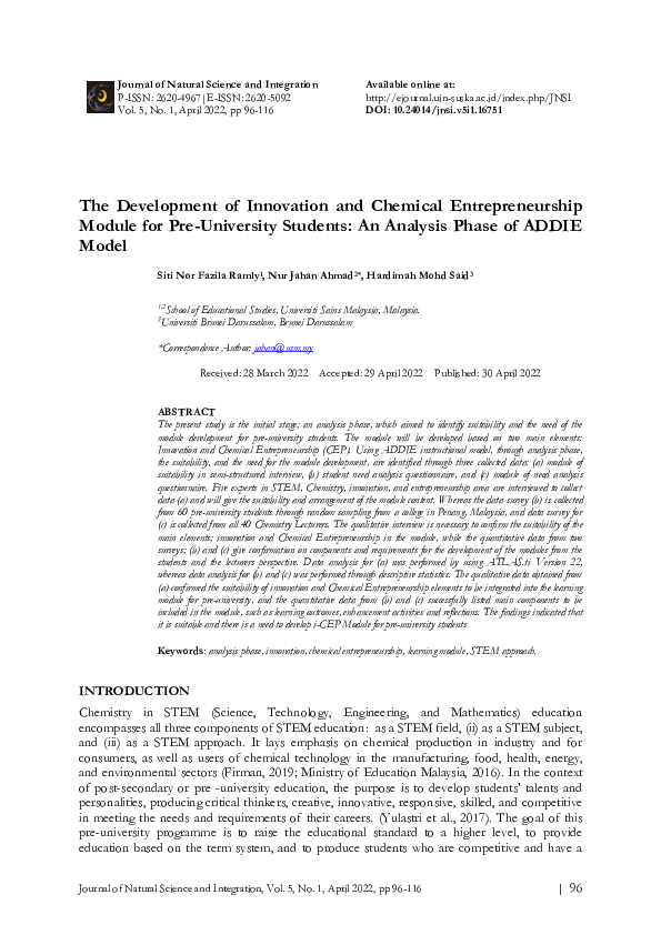 (PDF) The Development of Innovation and Chemical Entrepreneurship ...