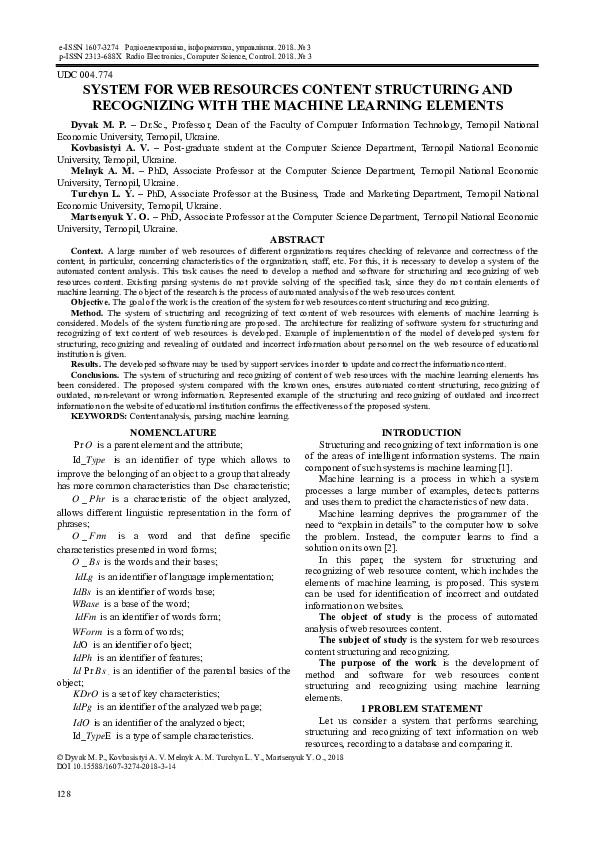 (PDF) System for Web Resources Content Structuring and Recognizing with ...