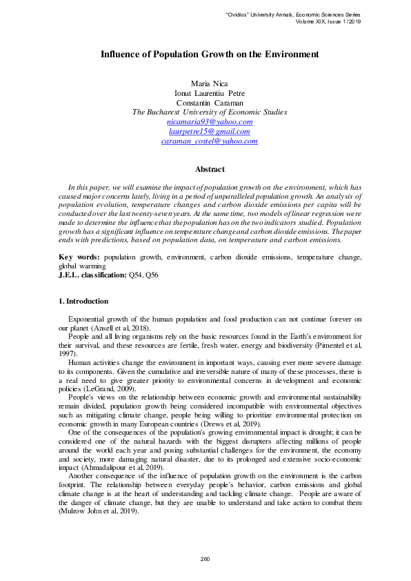 (PDF) Influence of Population Growth on the Environment