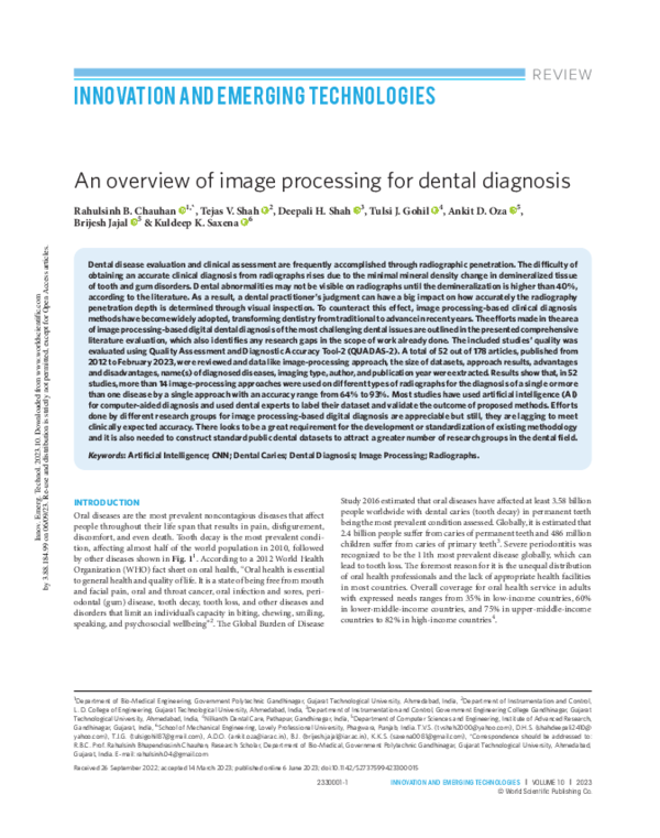 (PDF) An overview of image processing for dental diagnosis