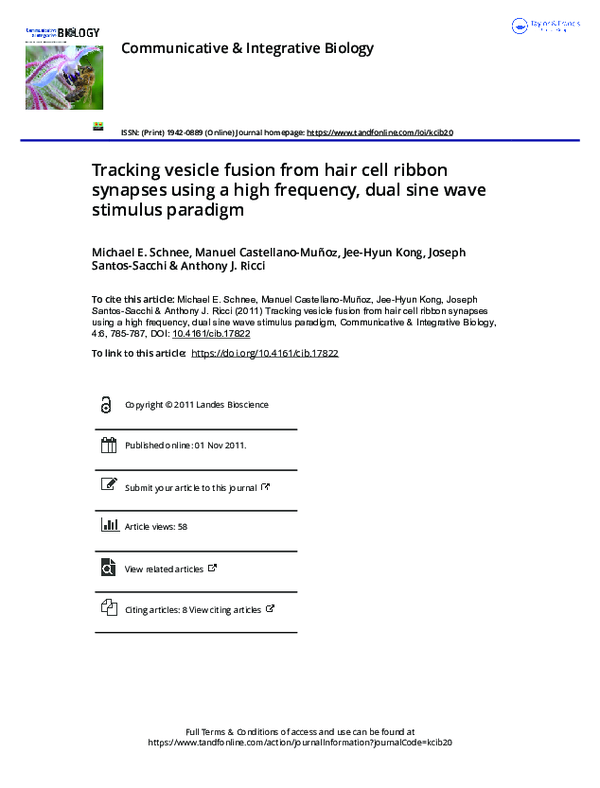 (PDF) Tracking vesicle fusion from hair cell ribbon synapses using a ...