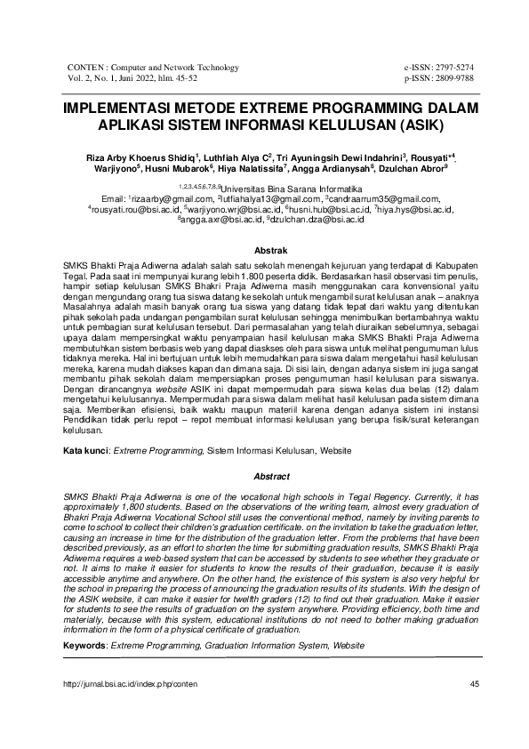 (PDF) Implementasi Metode Extreme Programming Dalam Aplikasi Sistem Informasi Kelulusan (Asik)