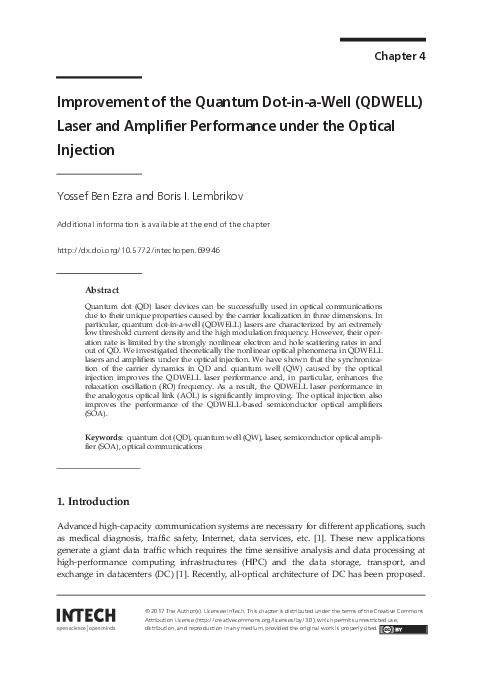 (PDF) Improvement of the Quantum Dot-in-a-Well (QDWELL) Laser and ...