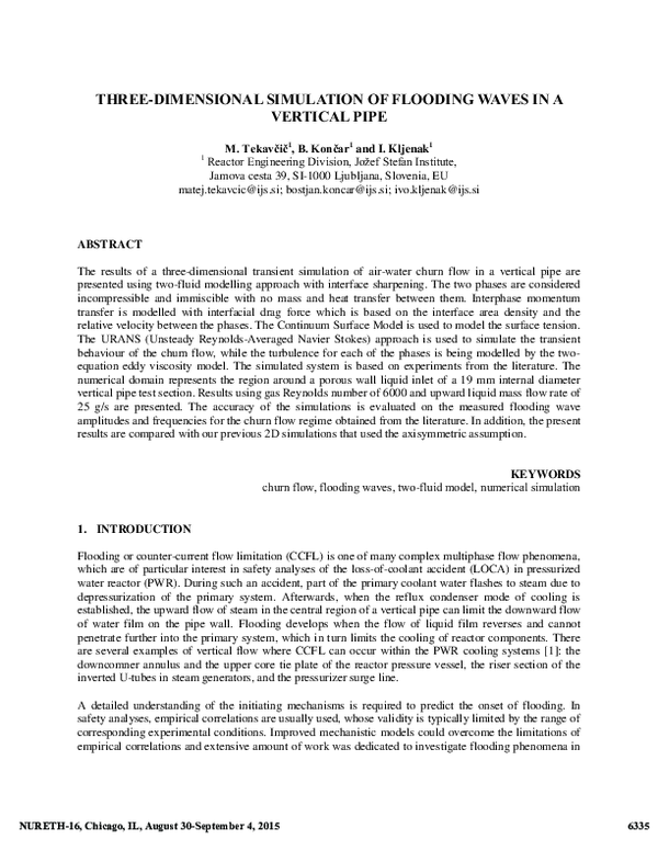 (PDF) Three-Dimensional Simulation of Flooding Waves in a Vertical Pipe