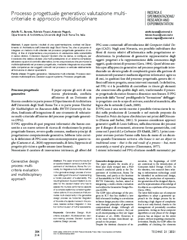 (PDF) Generative design process: multi-criteria evaluation and multidisciplinary approach