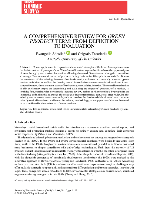 (PDF) A Comprehensive Review for Green Product Term: From Definition to ...