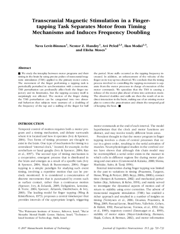 (PDF) Transcranial Magnetic Stimulation in a Finger-tapping Task ...
