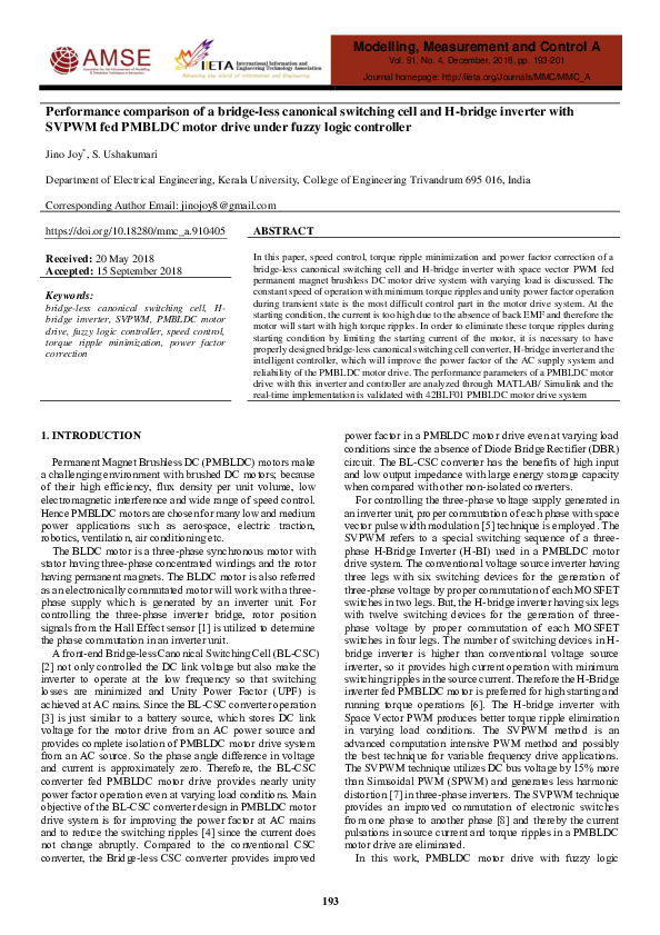 Pdf Bridge Less Vs H Bridge Inverters For Pmbldc Drive