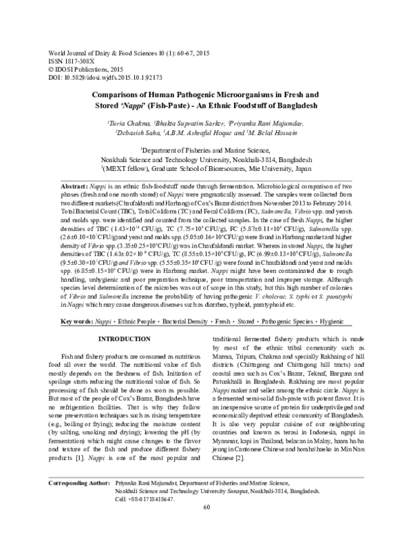 (PDF) Comparisons of Human Pathogenic Microorganisms in Fresh and ...