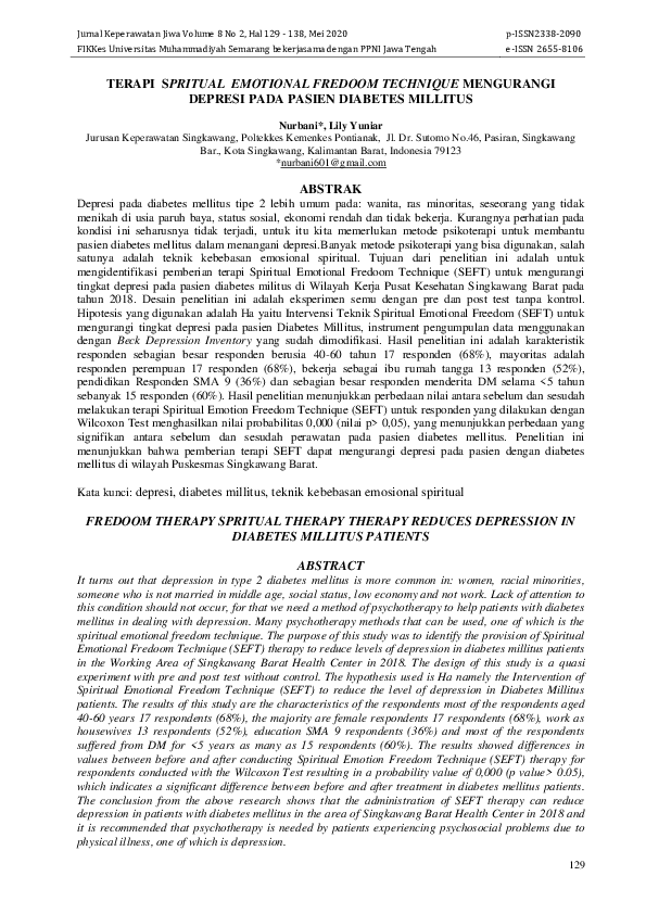 (PDF) Terapi Spritual Emotional Fredoom Technique Mengurangi Depresi ...
