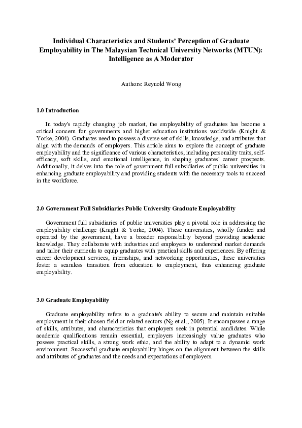 (DOC) Individual Characteristics and Students' Perception of Graduate ...