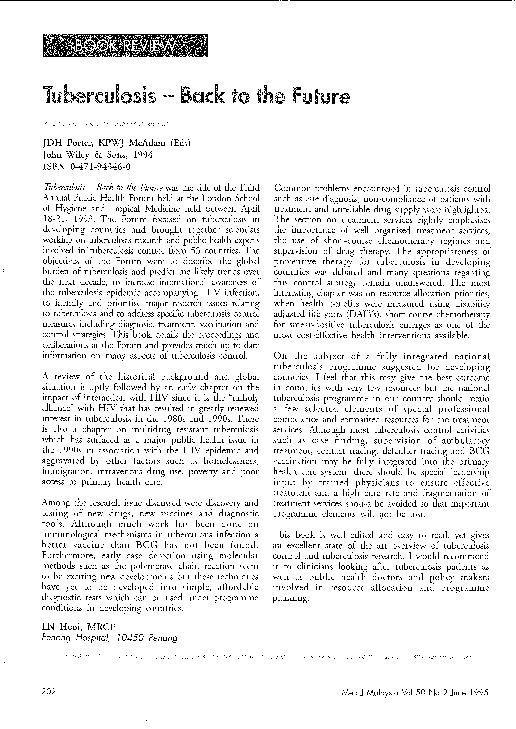 (PDF) Tuberculosis: Back to the future