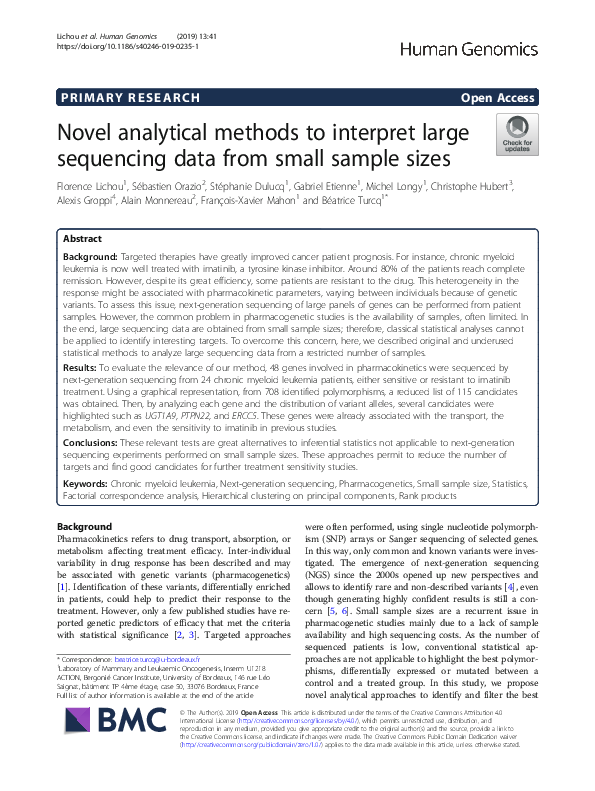 (PDF) Novel analytical methods to interpret large sequencing data from small sample sizes