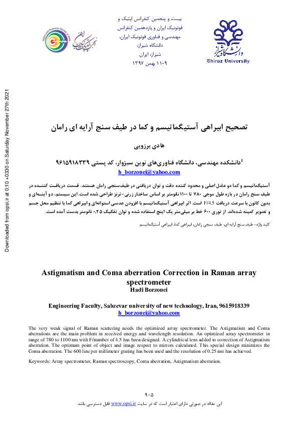 Pdf Astigmatism And Coma Aberration Correction In Raman Array Spectrometer
