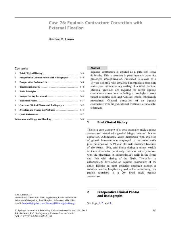 (PDF) Case 76: Equinus Contracture Correction with External Fixation
