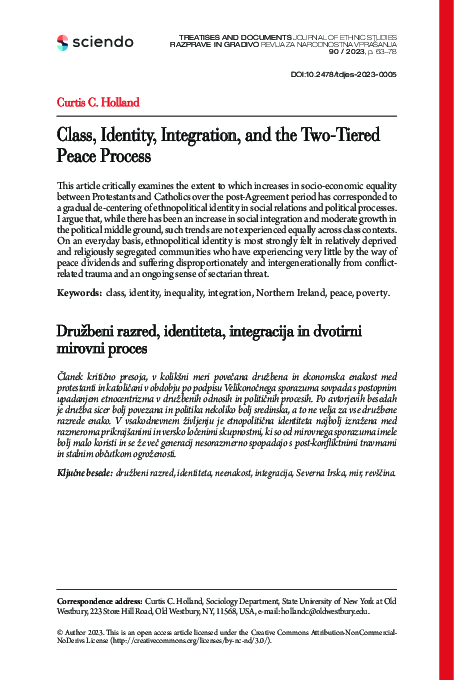 (PDF) Class, Identity, Integration, and the Two-Tiered Peace Process