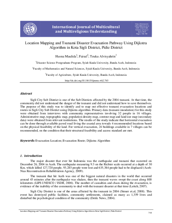 (PDF) Location Mapping And Tsunami Disaster Evacuation Pathway Using ...