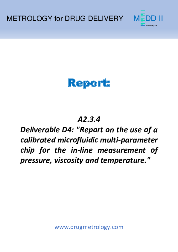(PDF) Deliverable D4: "Report on the use of a calibrated microfluidic multi-parameter chip for ...