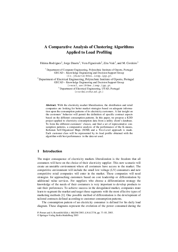 Pdf A Comparative Analysis Of Clustering Algorithms Applied To Load