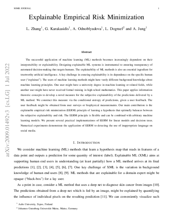 (PDF) Explainable Empirical Risk Minimization | Alexander Jung - Academia.edu
