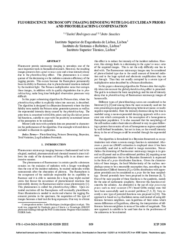 (PDF) Fluorescence microscopy imaging denoising with log-Euclidean ...