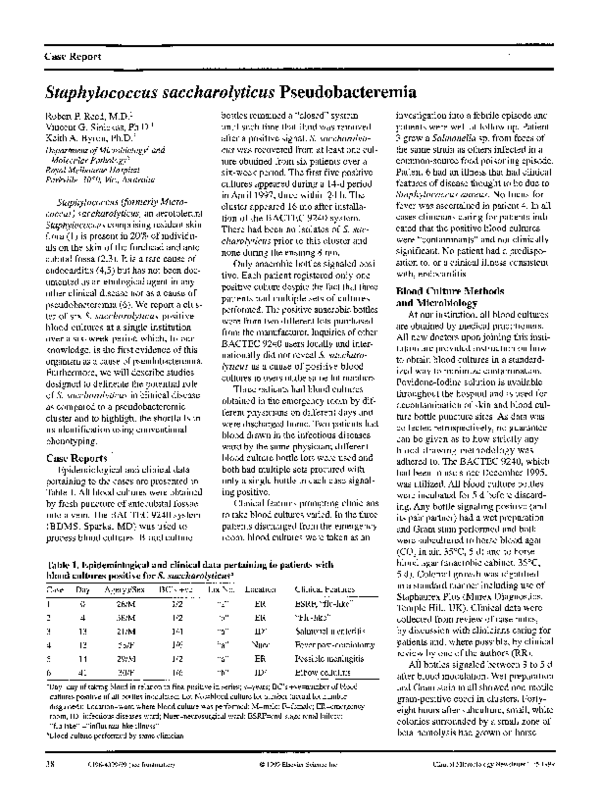 (PDF) Staphylococcus saccharolyticus pseudobacteremia