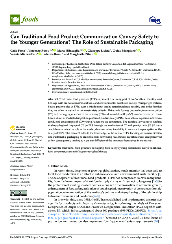 (PDF) Can Traditional Food Product Communication Convey Safety to the ...
