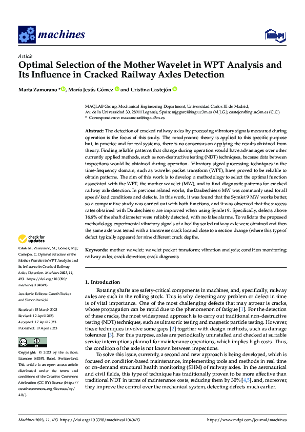 (PDF) Optimal Selection of the Mother Wavelet in WPT Analysis and Its Influence in Cracked ...