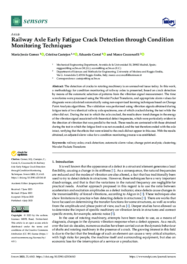 (PDF) Railway Axle Early Fatigue Crack Detection through Condition Monitoring Techniques
