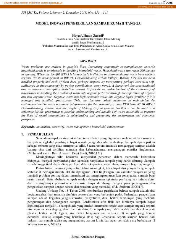 (PDF) Model Inovasi Pengelolaan Sampah Rumah Tangga