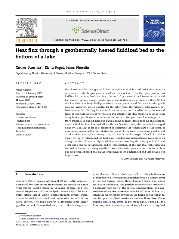 (PDF) Heat flux through a geothermally heated fluidized bed at the ...