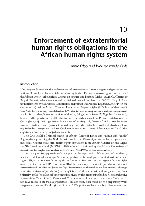 (PDF) Enforcement of extraterritorial human rights obligations in the ...