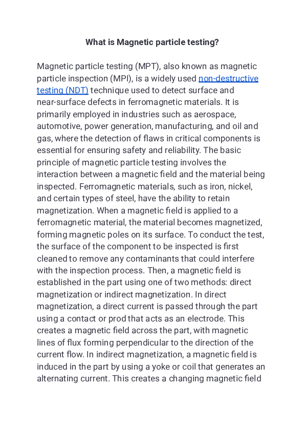 (PDF) What is Magnetic particle testing